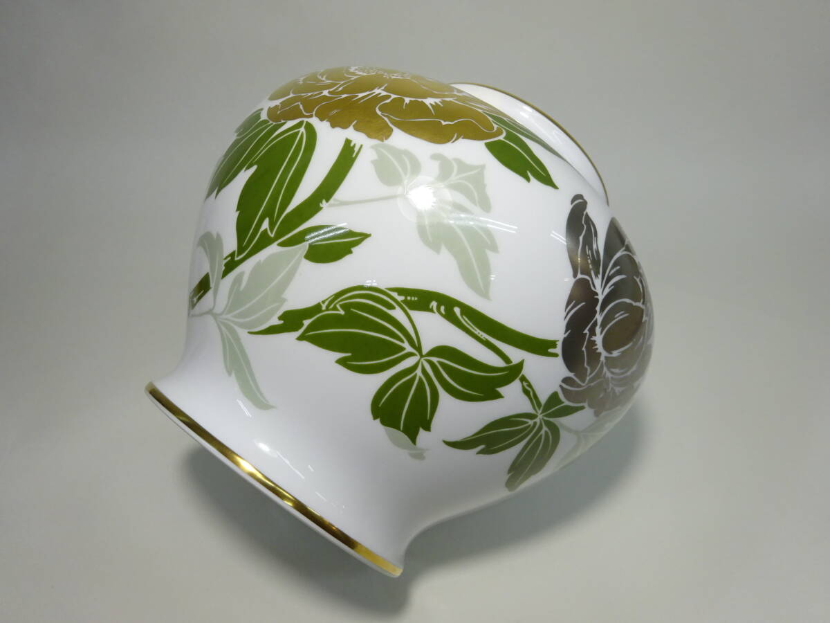 Yahoo!オークション - 京都8 OKURA 大倉陶園 花瓶 【 牡丹 金 銀 】高...