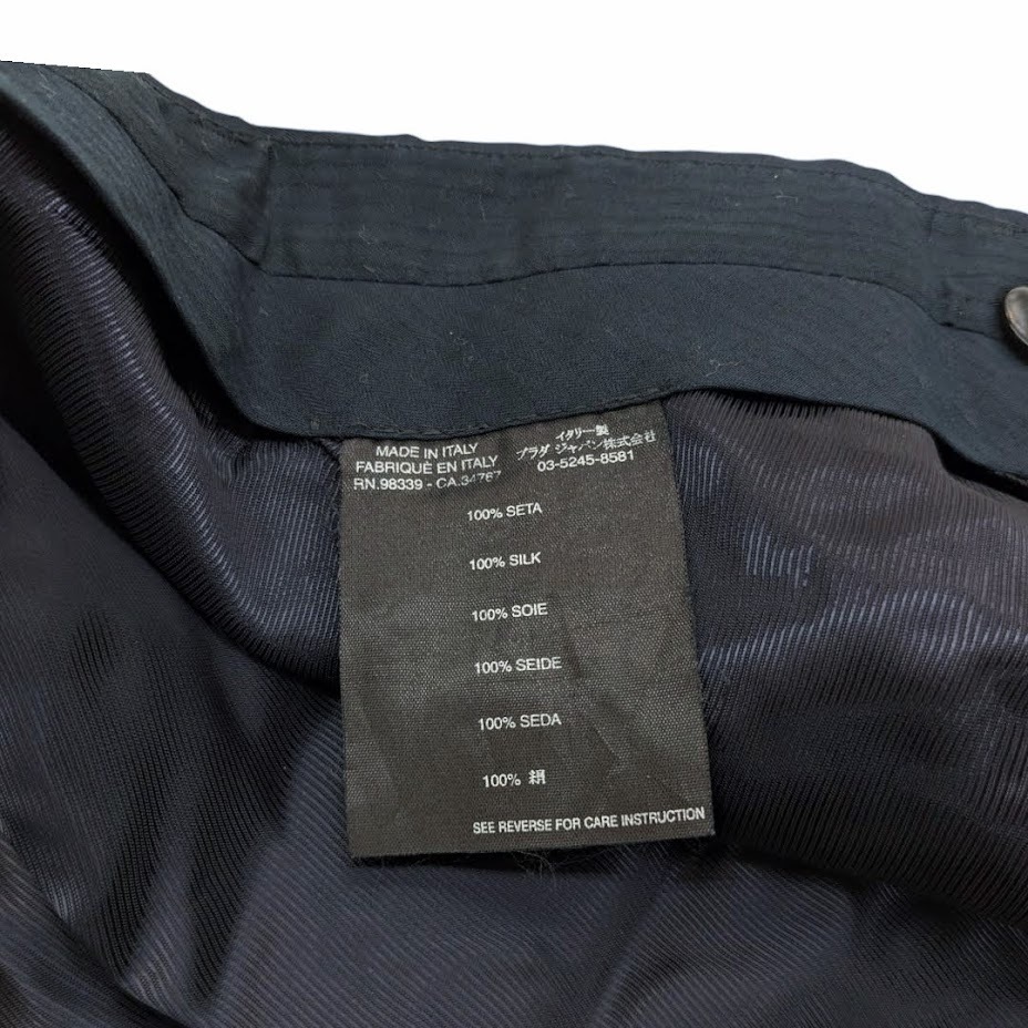 Yahoo!オークション - PRADA プラダ シルク スラックス パンツ ネイビ...