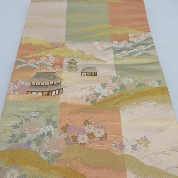 Yahoo!オークション - 着物10 1円 絹 袋帯 六通柄 長さ428cm [同梱可]...