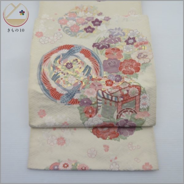 Yahoo!オークション - 着物10 1円 絹 袋帯 六通柄 長さ428cm [同梱可]...