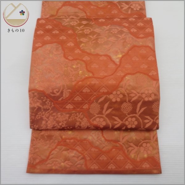 Yahoo!オークション - 着物10 1円 絹 袋帯 六通柄 長さ428cm [同梱可]...