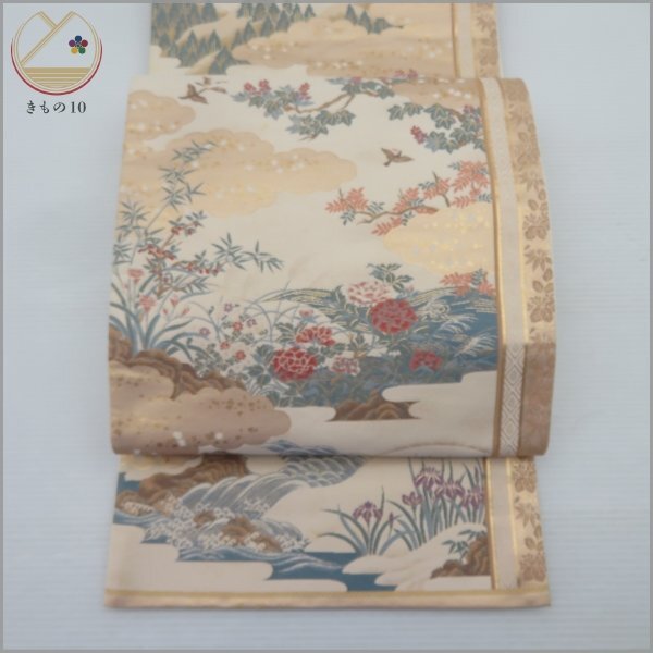 Yahoo!オークション - 着物10 1円 絹 袋帯 六通柄 長さ428cm [同梱可]...