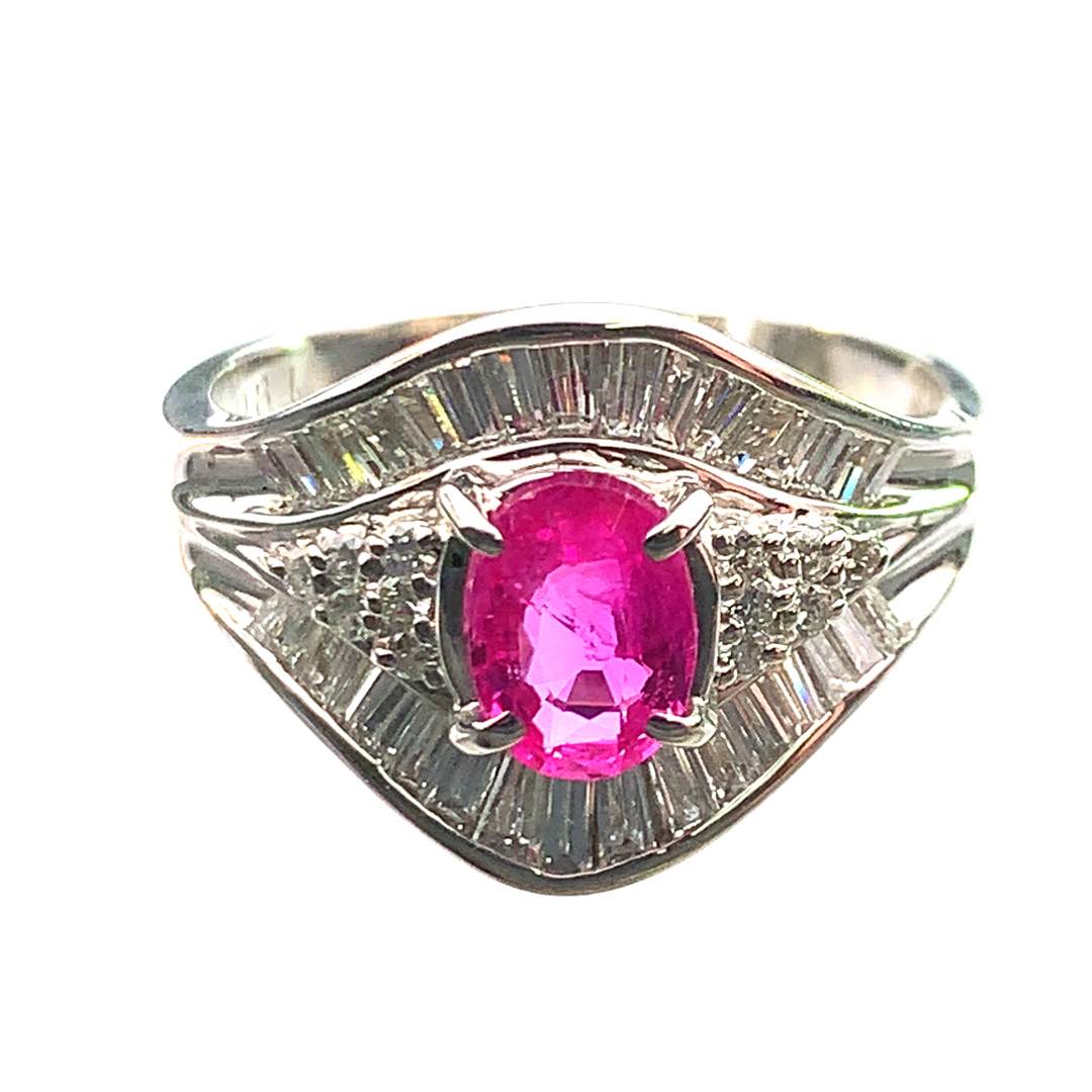 Yahoo!オークション - 0.84ct ピンクサファイヤ ダイヤモンド デザイ...