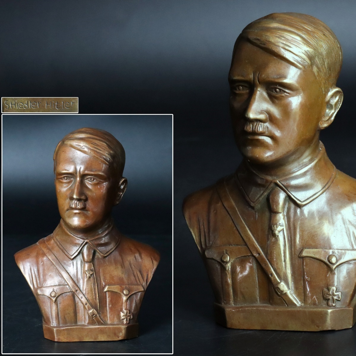 Yahoo!オークション - 【宙】ブロンズ製 アドルフ・ヒトラー胸像 高16....