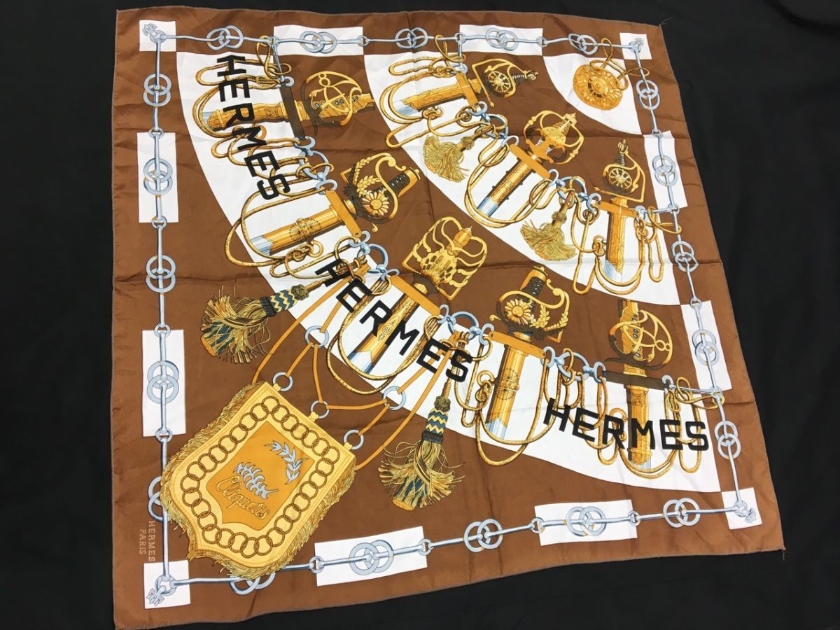 1004-508MKYH580 スカーフ Hermes エルメス カレ90 CLIQUETIS クリケティス ブラウンカラー(スカーフ)｜売買されたオークション情報、yahooの商品情報を ...