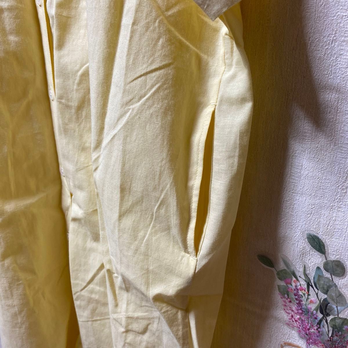 kermu ケルム コットンリネン 綿麻 サイド切り替えロングシャツ イエロー Mサイズ｜Yahoo!フリマ（旧PayPayフリマ）