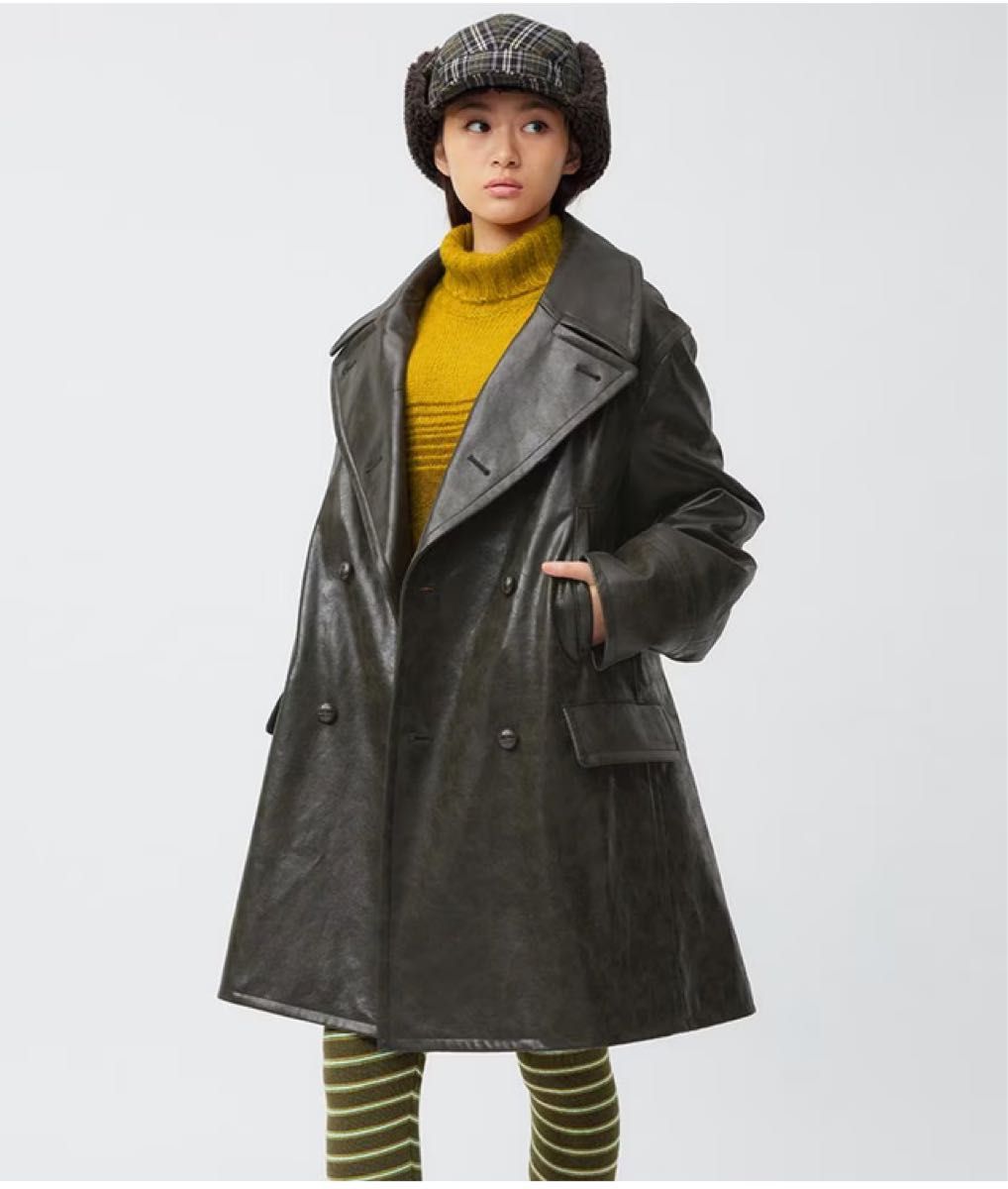 GU beautiful people フェイクレザーコートOlive Sサイズ|Yahoo GU beautiful people フェイクレザーコートOlive Sサイズ|Yahoo