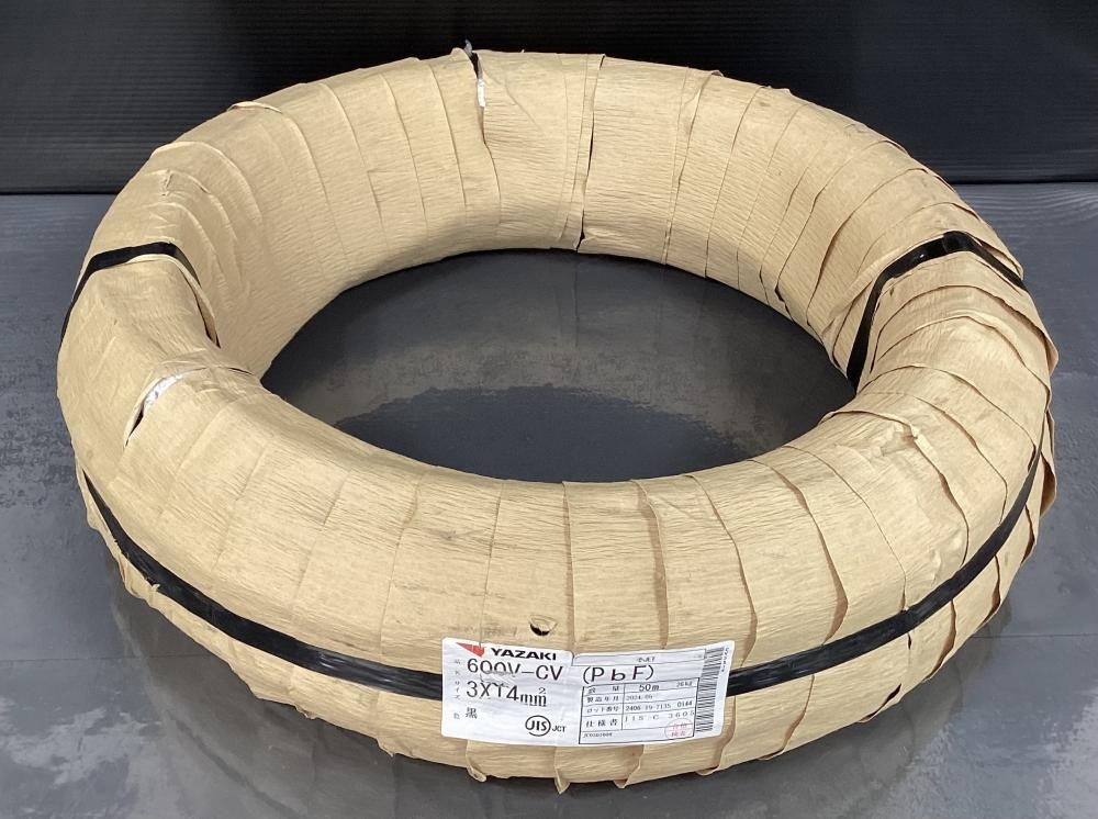 Yahoo!オークション - YAZAKI 600V-CV (PbF) 3×14mm2 黒 50m CVケーブ...