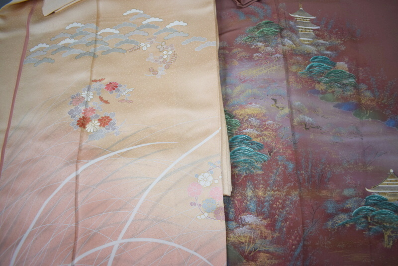 凛々 26E 正絹 訪問着・附下げの着物 10点組 まとめ売り 着用 リメイク材料にも(中古)のオークション落札情報