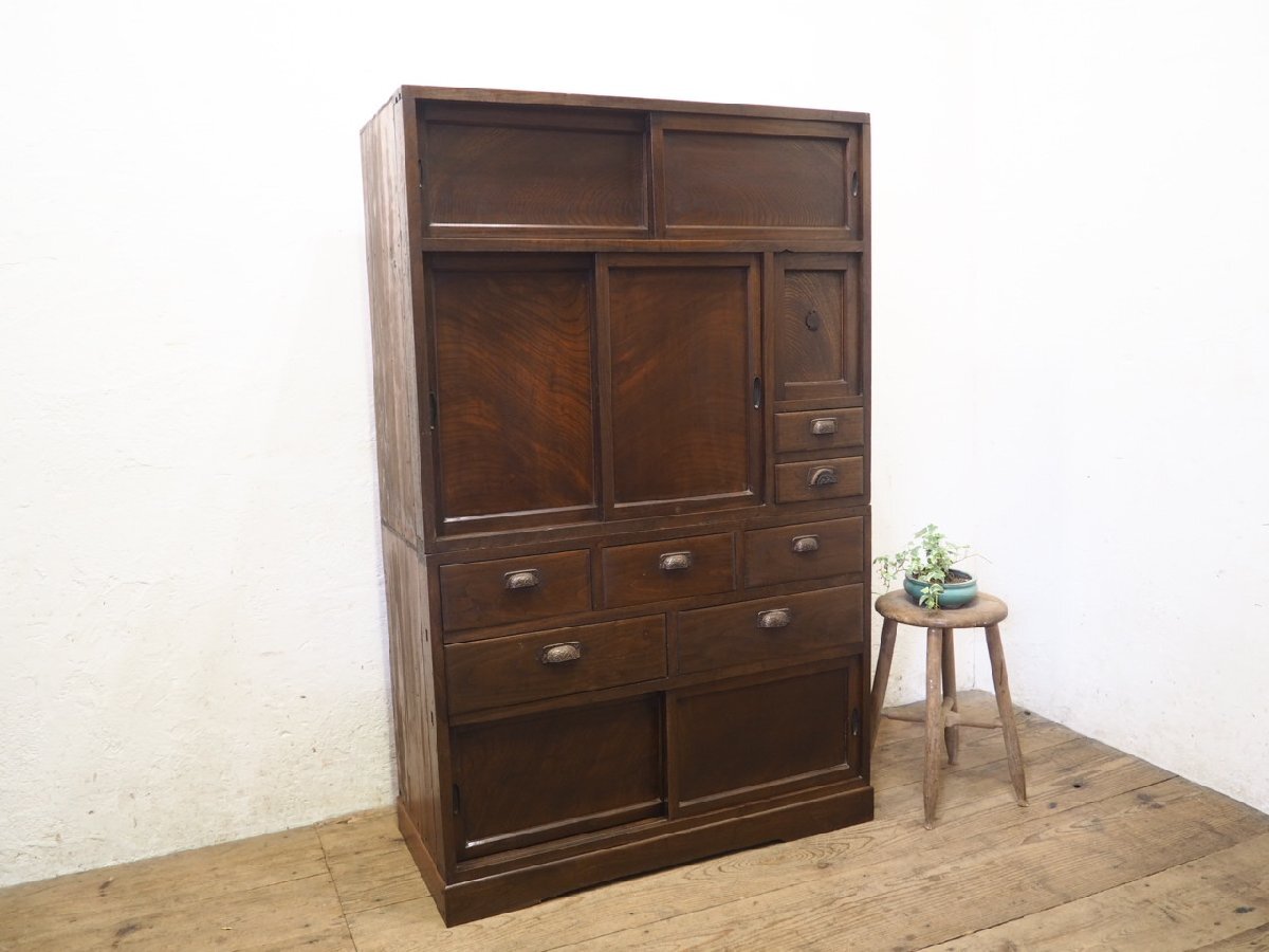 Yahoo!オークション - タ荷F0648 H140cm×W89 5cm アンティーク 2段重...