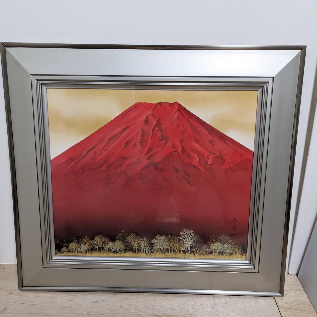 Yahoo!オークション - a951 【真作】 小野守鳳 赤富士 共シール 額装