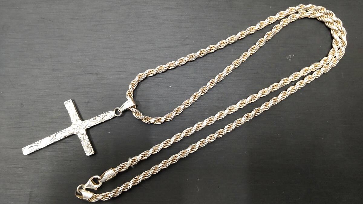 Yahoo!オークション - #9161 925刻印 シルバーネックレス クロス 十字...