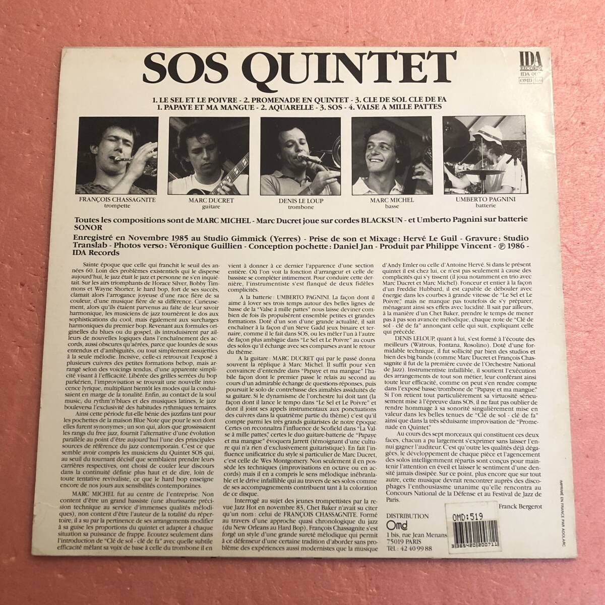 Yahoo!オークション - LP SOS 5 / SOS Quintet Marc Michel Umberto Pa...