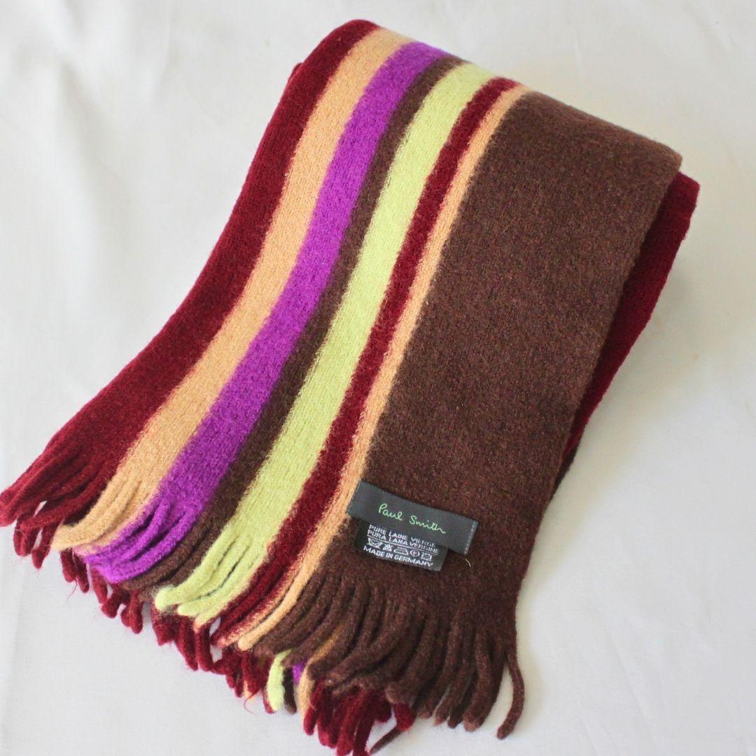 Yahoo!オークション - ポールスミス ストライプ ウールマフラー エンジ