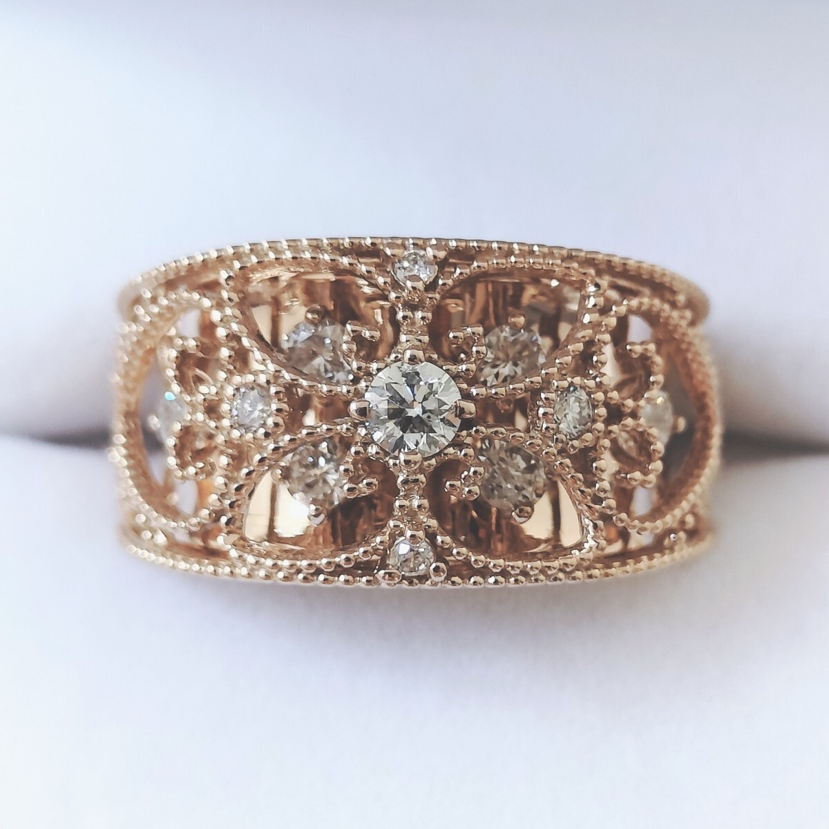 Yahoo!オークション - ダイヤモンド ミル打ち リング K18PG 0.50ct 7.7...