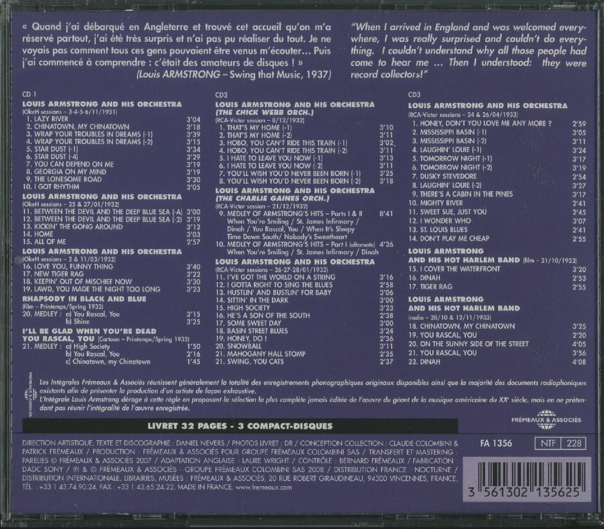 Yahoo!オークション - CD /3CD/ LOUIS ARMSTRONG / INTEGRALE VOL.6