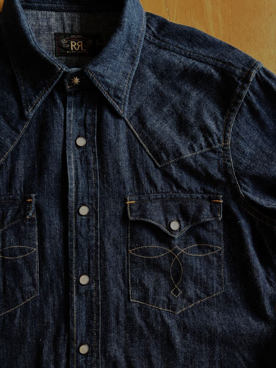 Yahoo!オークション - 名作 RRL USA製 インディゴバッファローウエスタ...