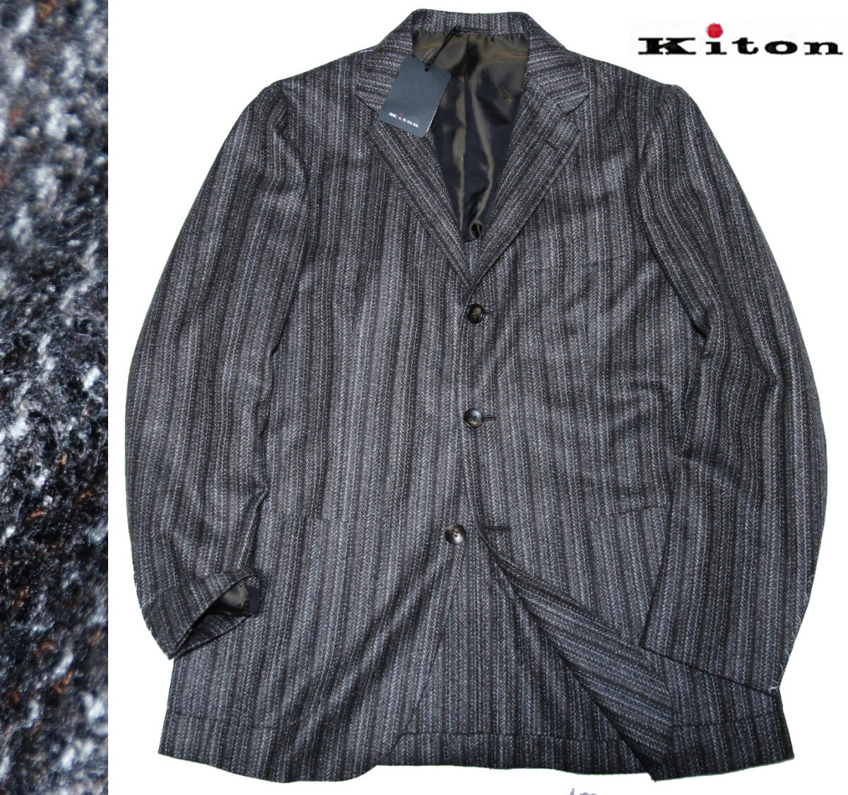 Yahoo!オークション - 132万 Kiton ピュアカシミア100% 茶グレー 総手...