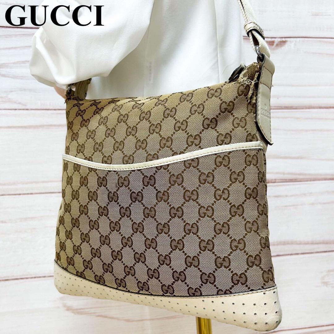 Yahoo!オークション - GUCCI グッチ GGキャンバス ショルダーバッグ メ...