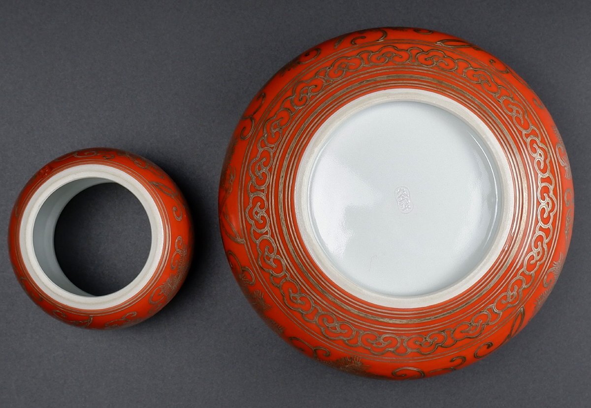 Yahoo!オークション - 【MKA】3代久世久宝 淡々斎好 銀欄手松喰鶴皆具 ...