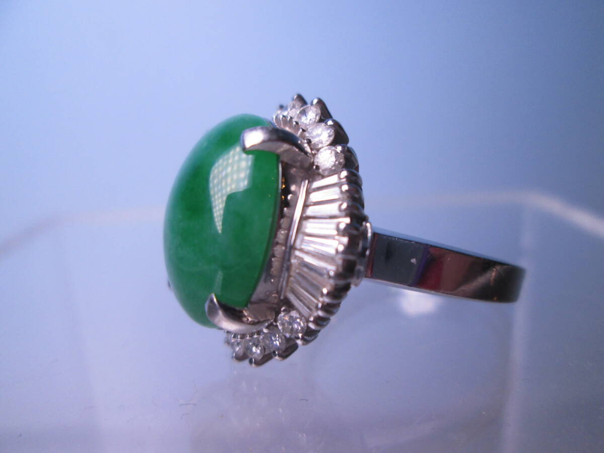 Yahoo!オークション - 【江月】PT900 本翡翠 6 58CT 天然ダイヤモンド ...