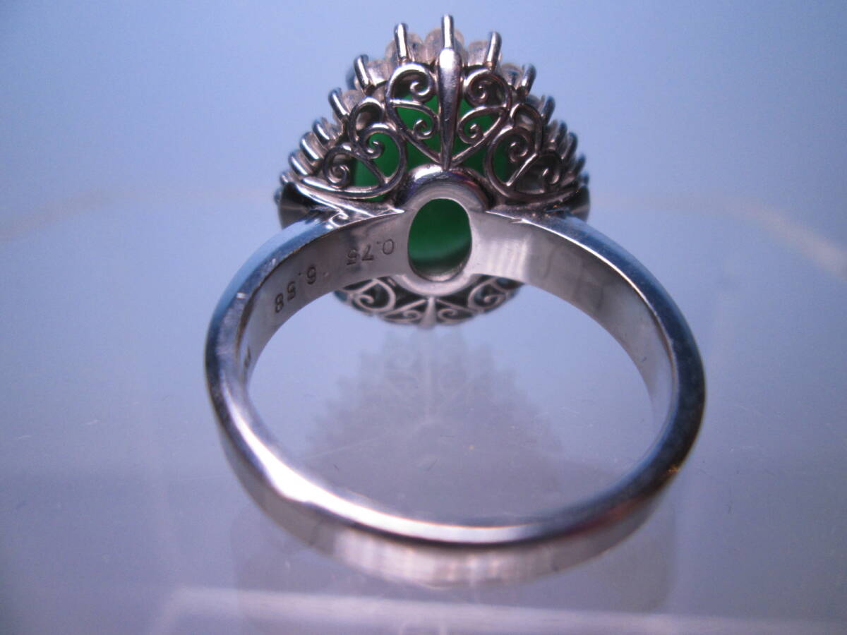 Yahoo!オークション - 【江月】PT900 本翡翠 6 58CT 天然ダイヤモンド ...