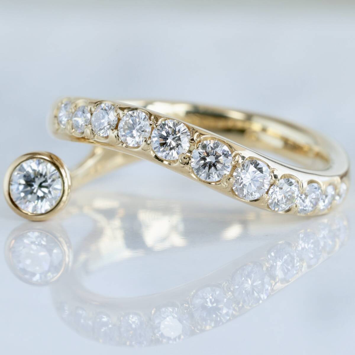 Yahoo!オークション - K18 ダイヤモンド 0.55ct リング YG 750 フクリ...