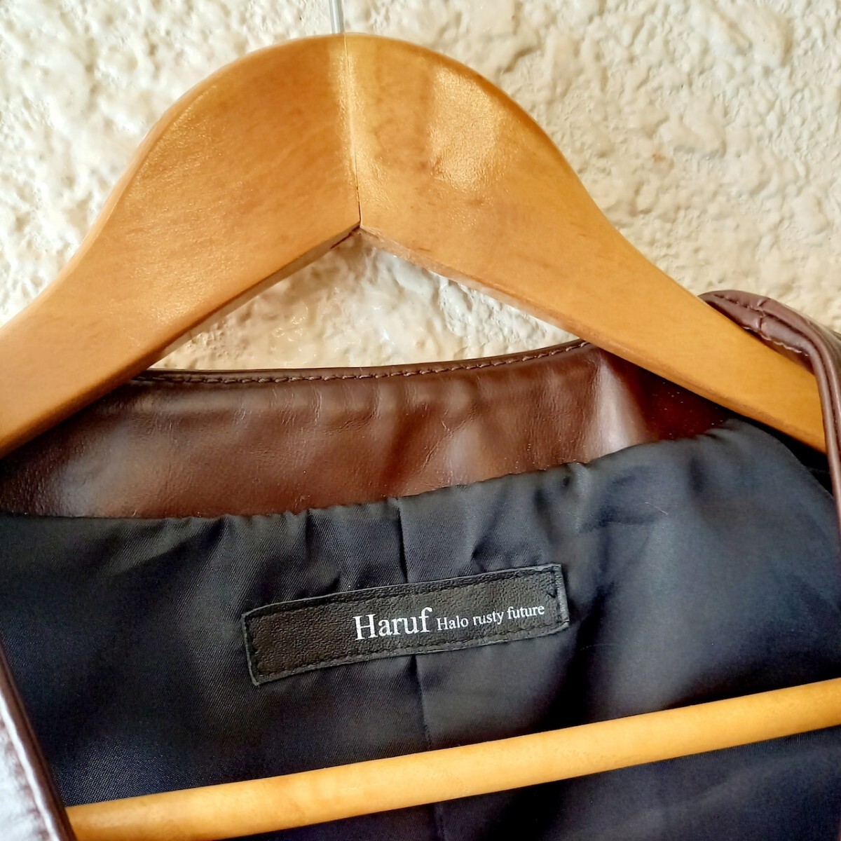 Yahoo!オークション - メンズL Haruf 牛革 レザーベスト ダークブラウ...