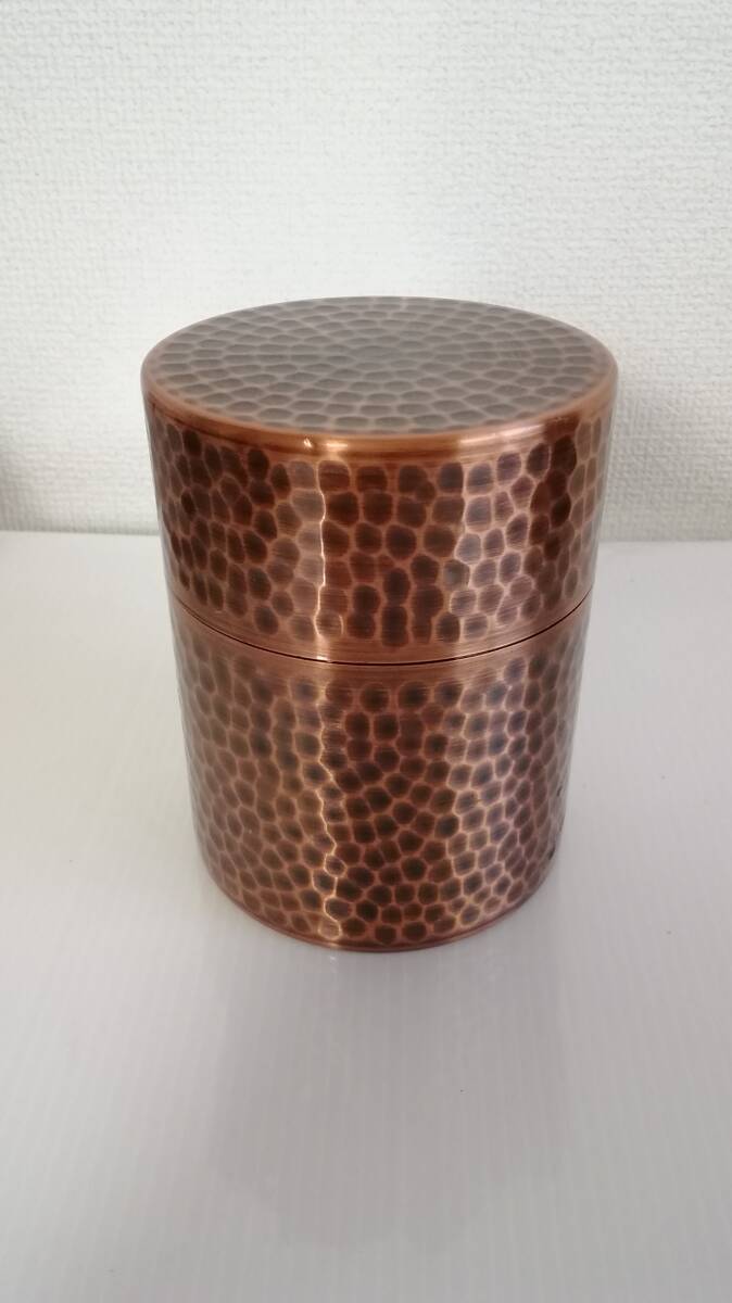 Yahoo!オークション - 新潟県三条製 茶筒 銅製 鎚目 茶杓付き 11.5x8....