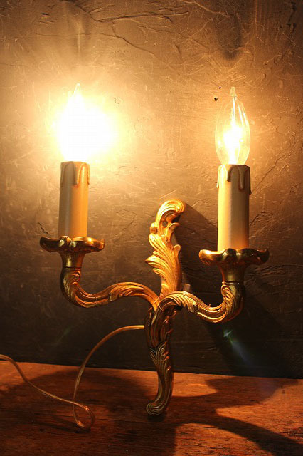 Yahoo!オークション - アンティーク フランス ブラス製 ウォールランプ...