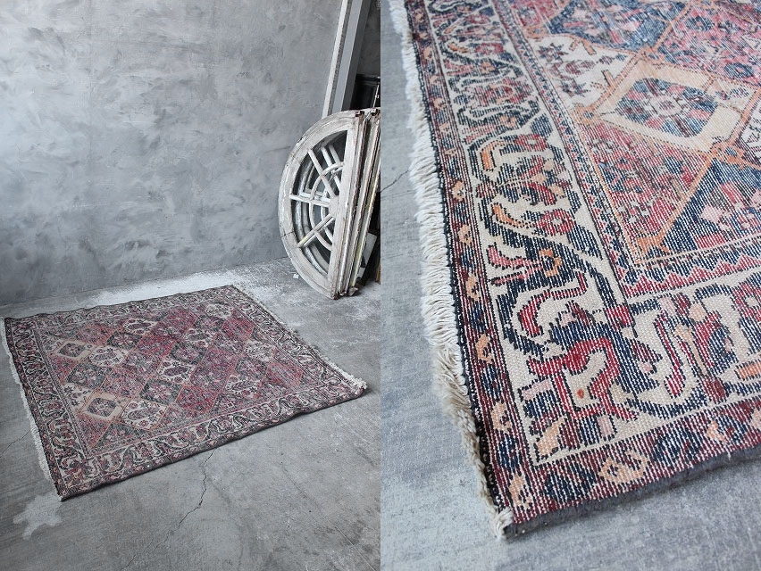 Yahoo!オークション - アンティーク フランス ラグ [oje-1057] 絨毯 敷...