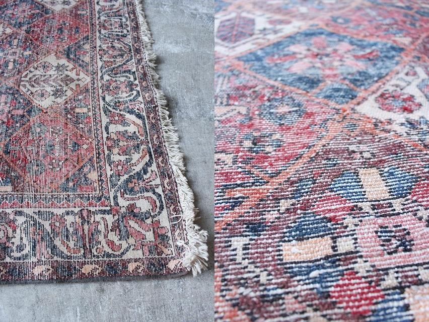 Yahoo!オークション - アンティーク フランス ラグ [oje-1057] 絨毯 敷...