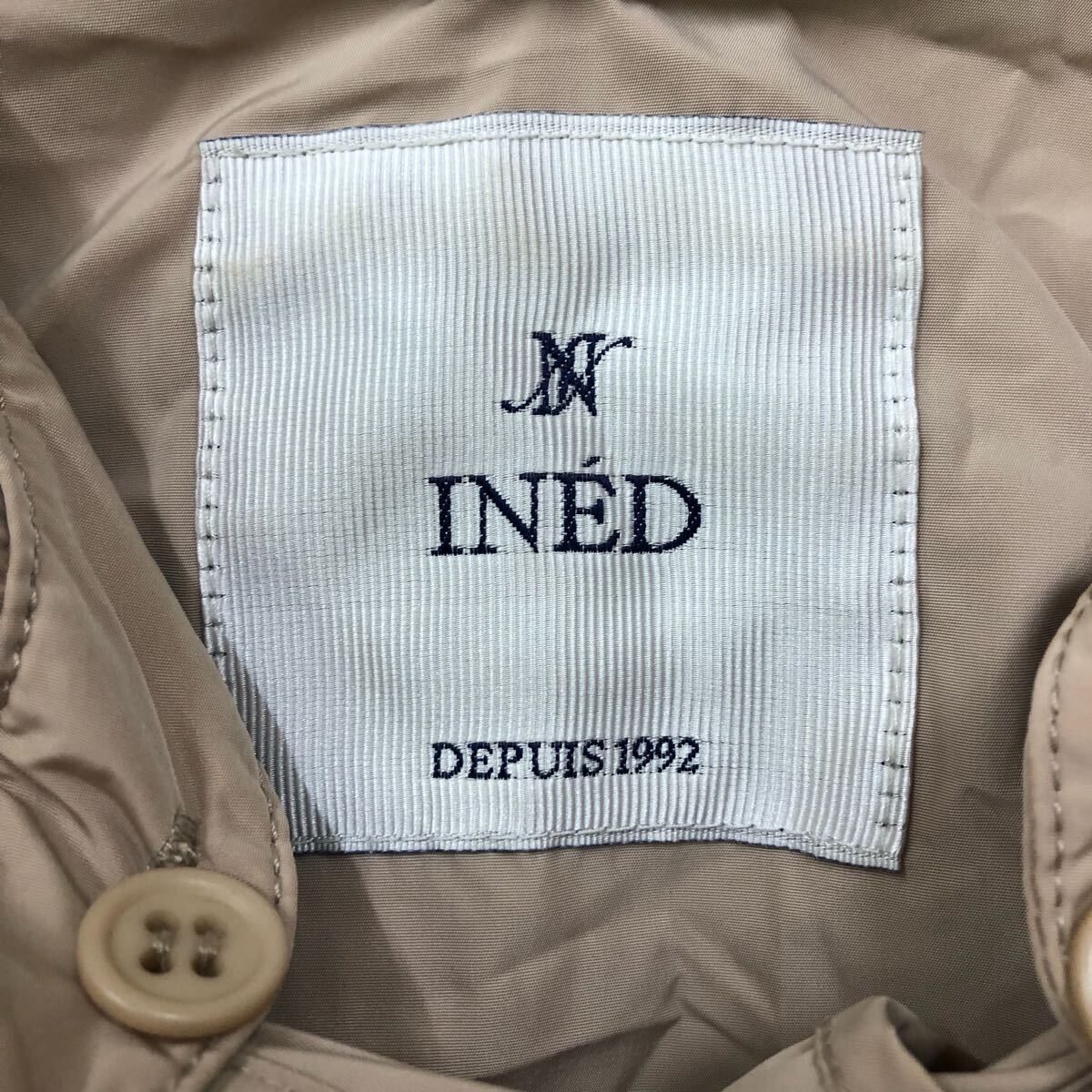 INED イネド ナイロンコート フーデットコート サイズ9 ベージュ ジップアップ ジップパーカー レディース アウター 最落なし J7(中古)のオークション落札情報