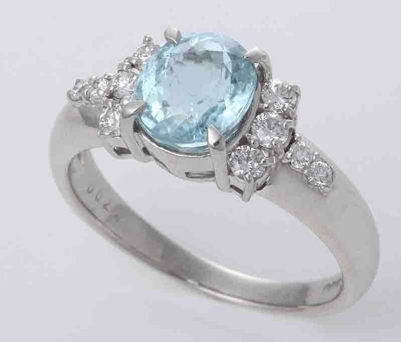 Yahoo!オークション - 鑑付パライバトルマリン1.46ct+ダイアのPt900製...