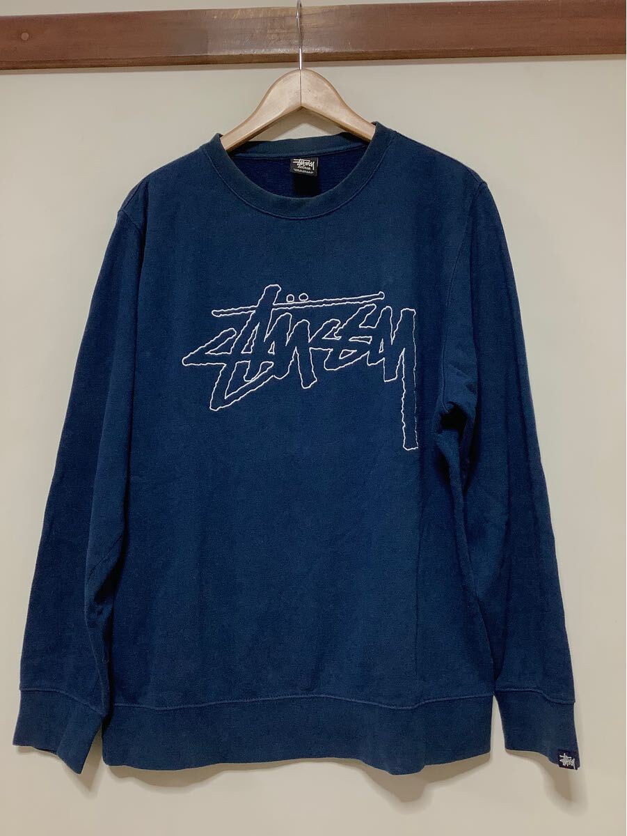 Yahoo!オークション - や1495 STUSSY ステューシー ロゴ刺繍 スウェッ...