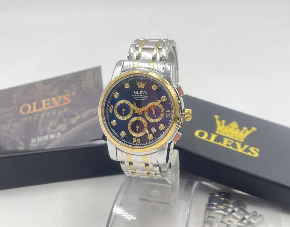 Yahoo!オークション - 美品 稼動品 OLEVS オレブス クォーツ メンズ 時...