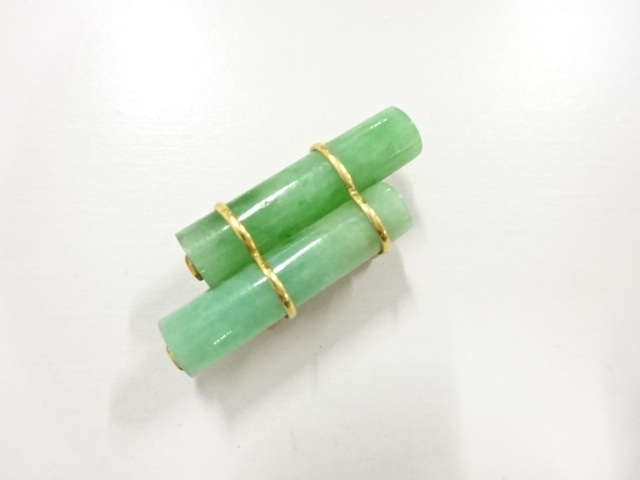 Yahoo!オークション - K18 本翡翠 帯留め 約5.45g (AABE1D-009)
