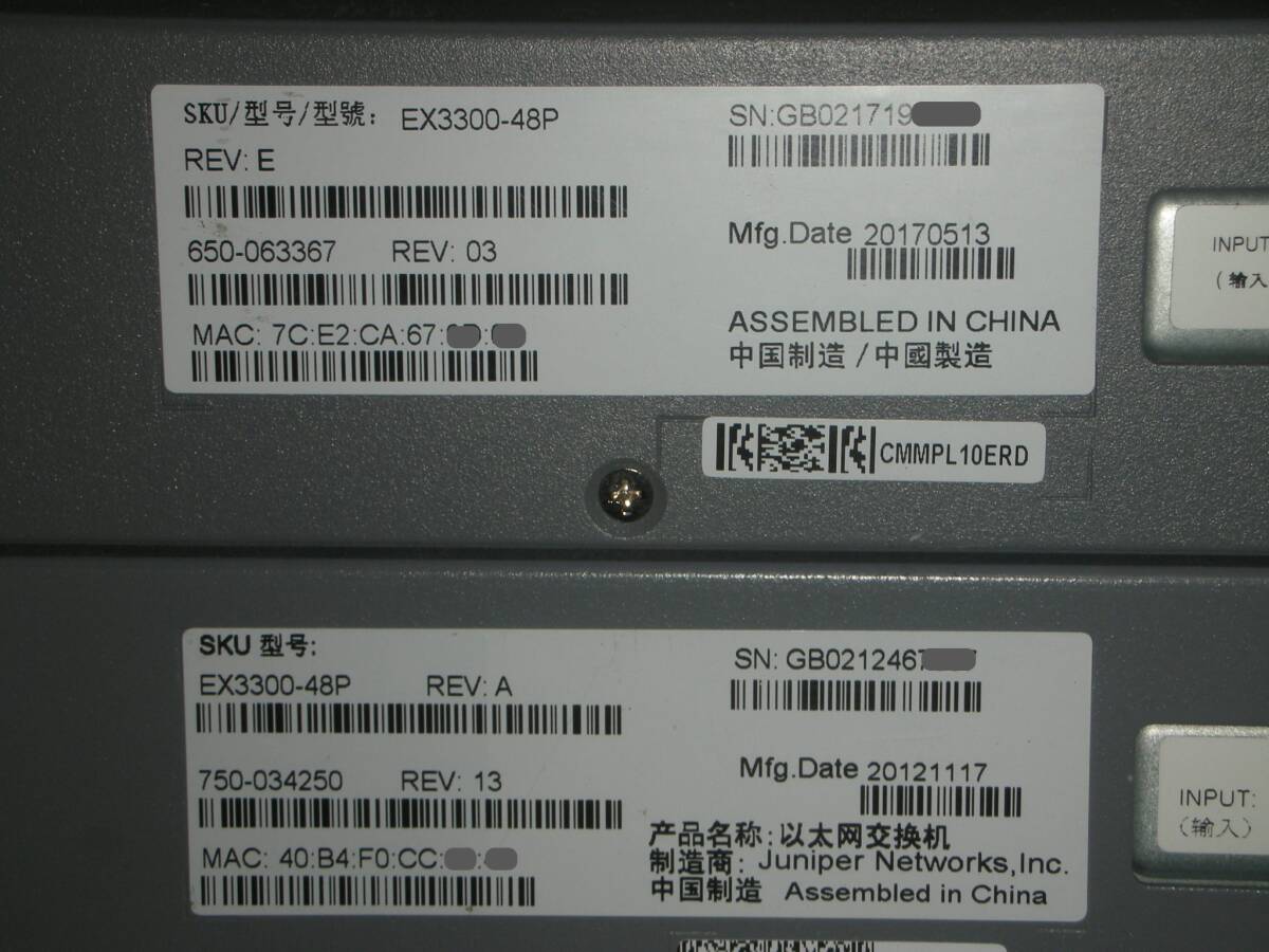 Yahoo!オークション - 2台セット JUNIPER EX3300 PoE+ [EX3300-48P]
