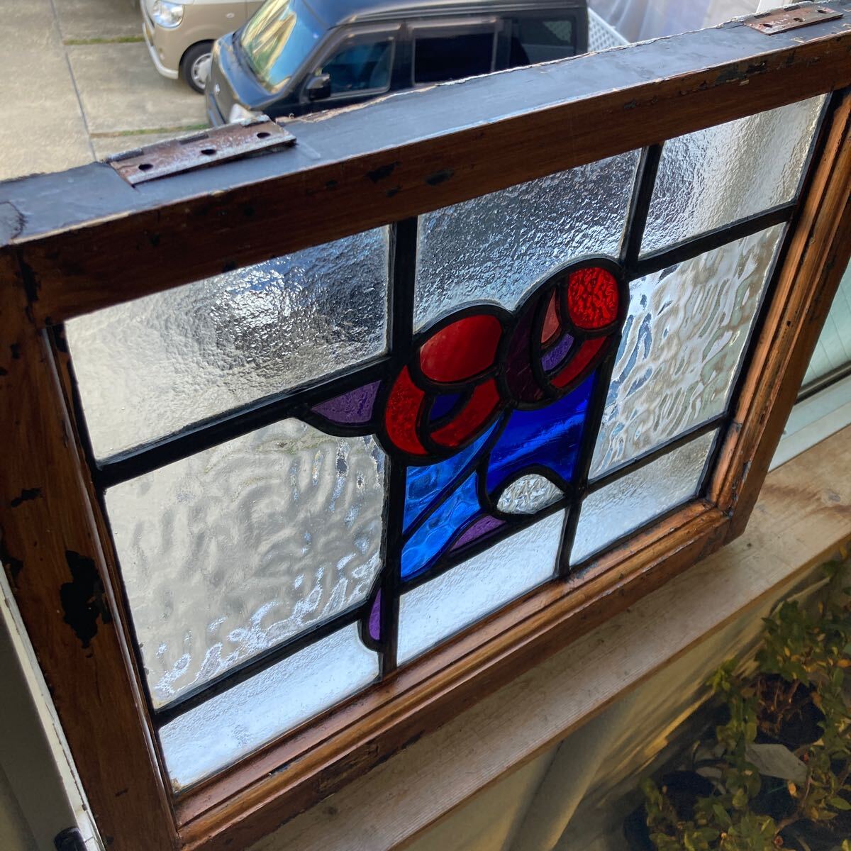 Yahoo!オークション - 8s-1392 アンティークステンドグラス 吹きガラス...