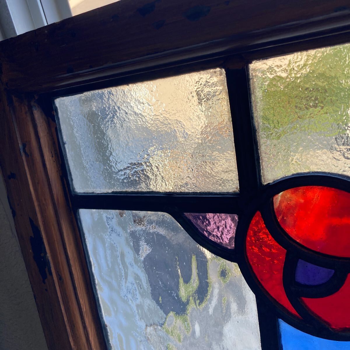 Yahoo!オークション - 8s-1392 アンティークステンドグラス 吹きガラス...