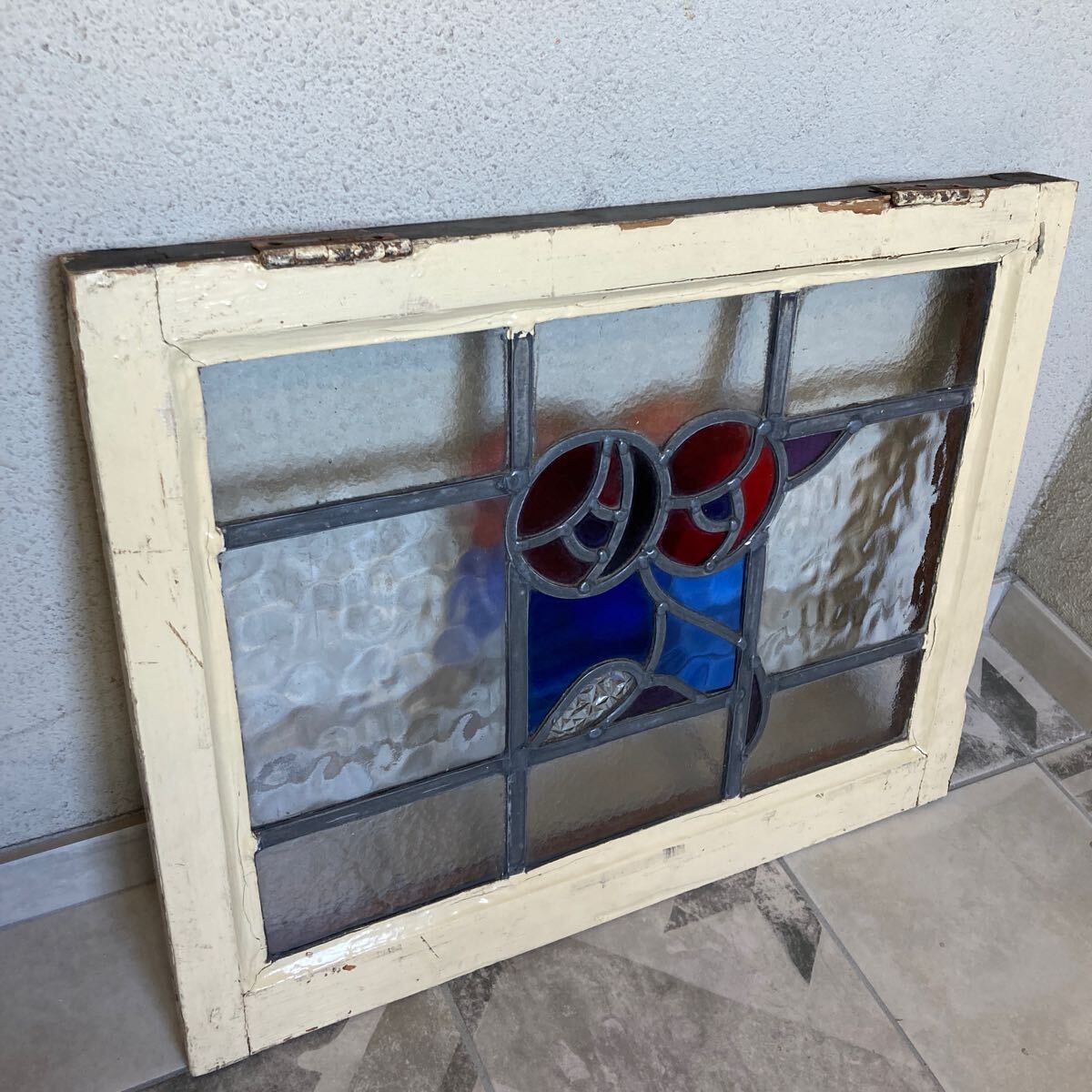 Yahoo!オークション - 8s-1392 アンティークステンドグラス 吹きガラス...