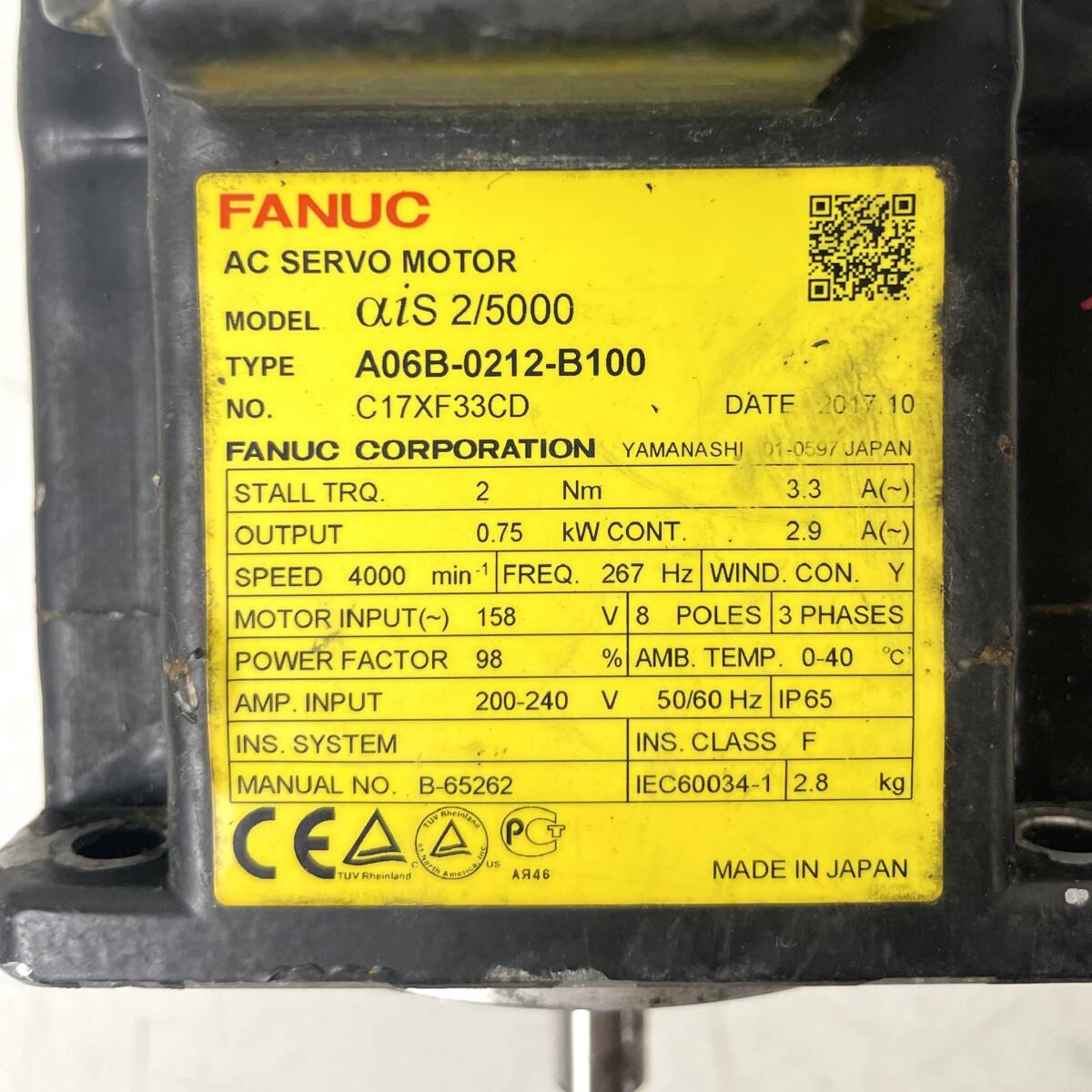 Yahoo!オークション - FANUC AC SERVO MOTOR aiS 2/5000 A06B-0212-B10...