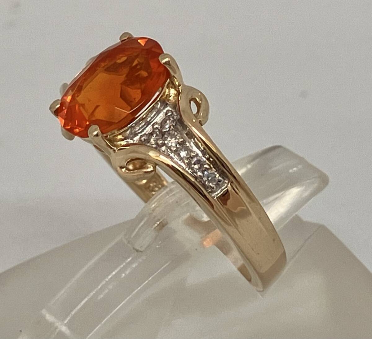 Yahoo!オークション - 【鑑別書付き】リング K14 14金 ゴールド 天然フ...