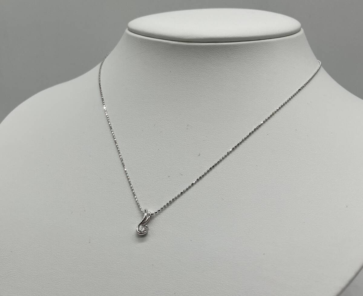 Yahoo!オークション - K18WG D0.15ct 40cm 1.8g ネックレス ホワイトゴ...