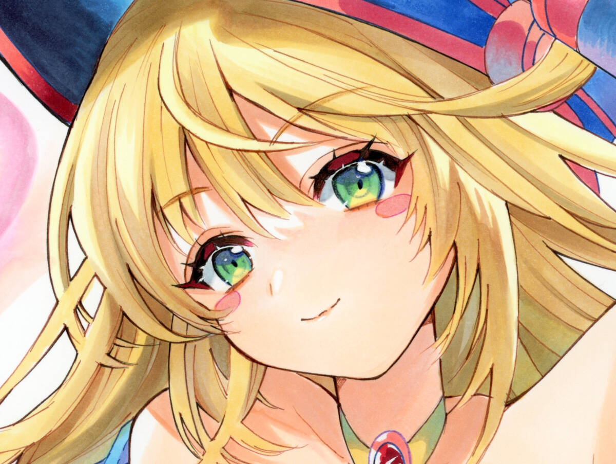 Yahoo!オークション - 手描きイラスト ブラックマジシャンガール A4 同...