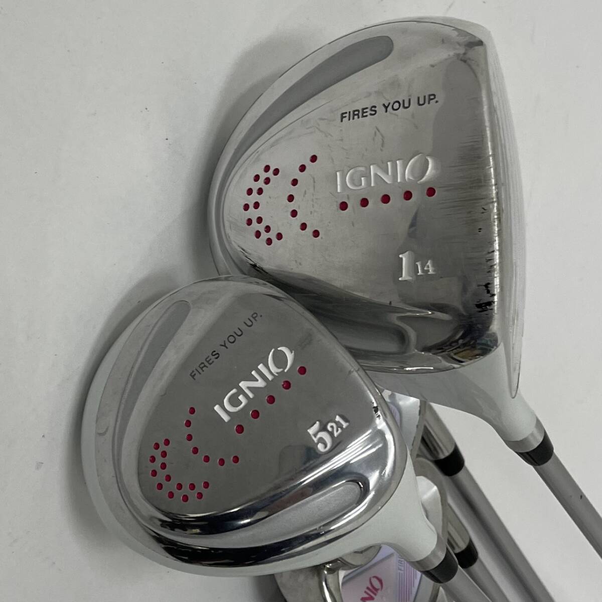 ko1120/03/62 同梱不可 IGNIO イグニオ レディース ゴルフセット 7本 FLEX-L 右利き ドライバー ウッド 1W 5W 7 9 P S パター 1円 1スタ(セット ...