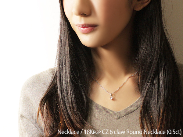 Yahoo!オークション - セット 18KRGP/SV925 CZダイヤ 立爪 ネックレス...