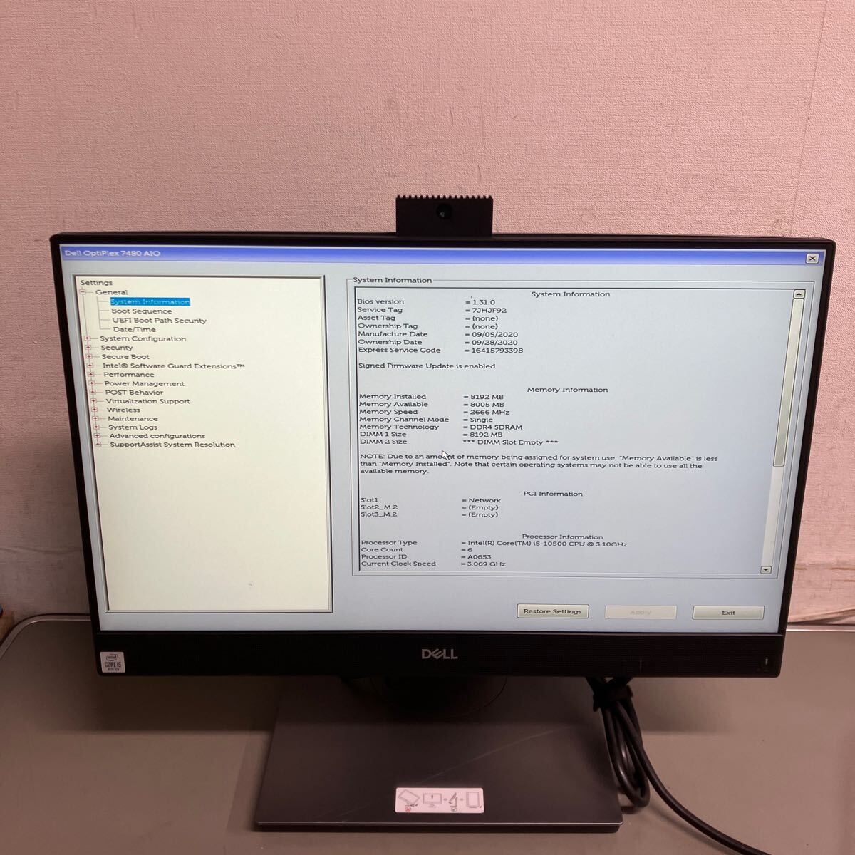 Yahoo!オークション - T193 DELL OptiPlex 7480 AIO A07D Core i5 1050...