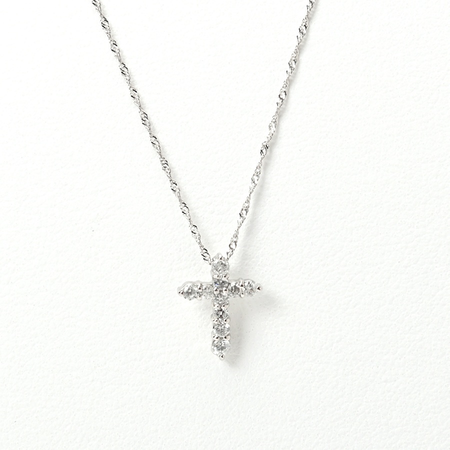 Yahoo!オークション - Pt850/Pt900 ネックレス ダイヤモンド 0.30ct ク...