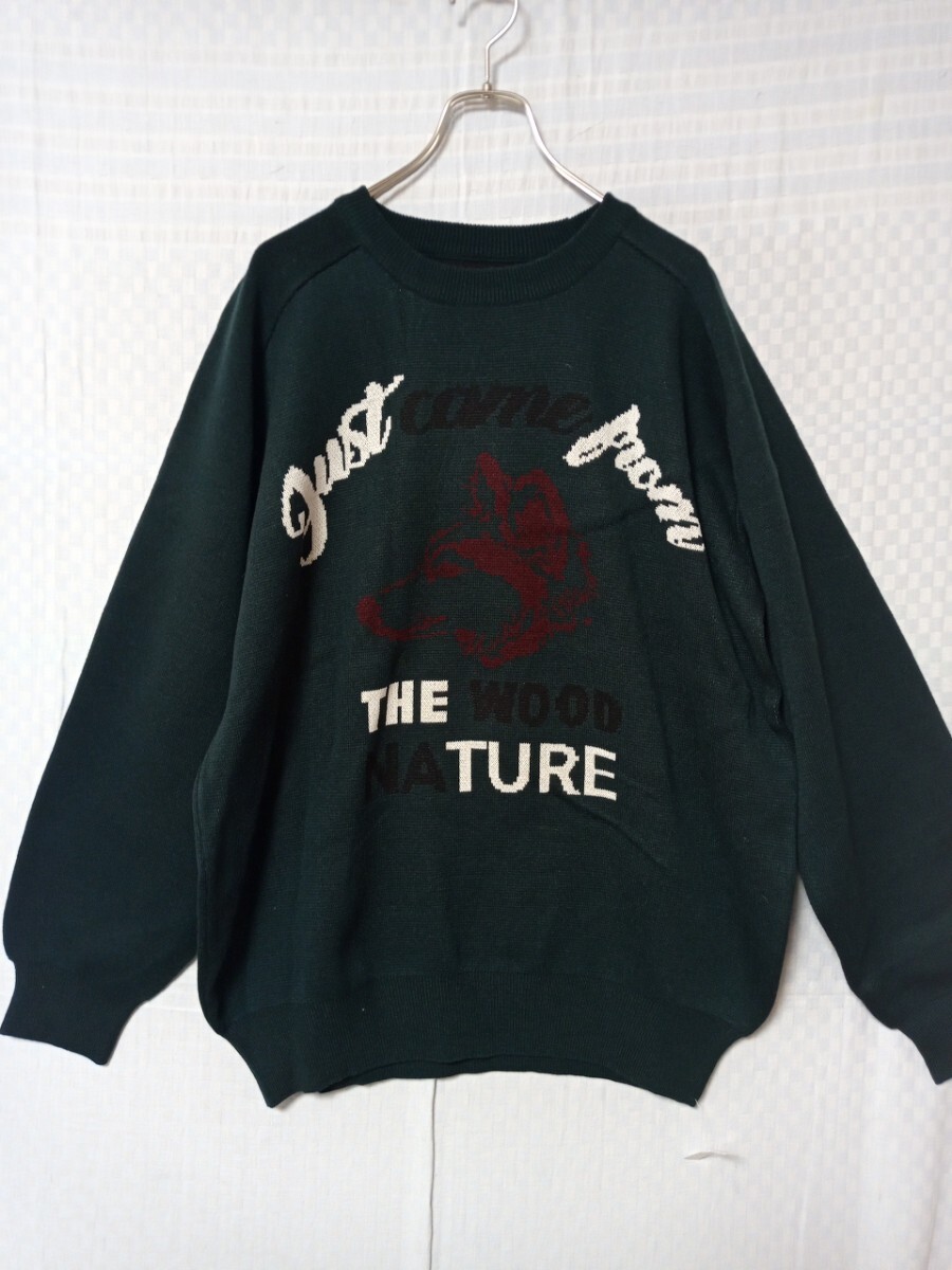 Yahoo!オークション - 9790 クルーネックセーター アニマル柄 グリーン...